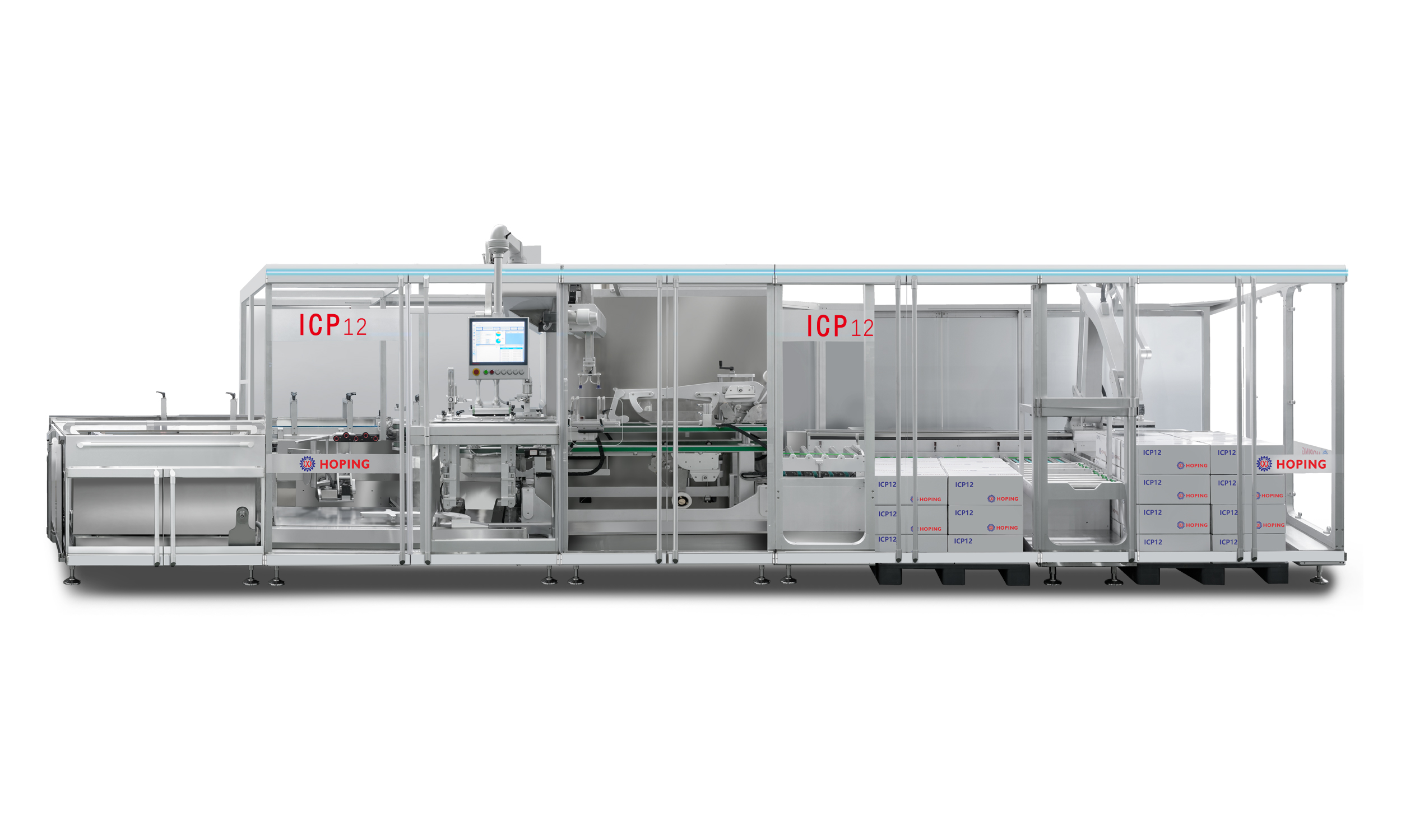 ICP12 Intelligent Fully Servo Case Packer And Palletizing Integral Machine